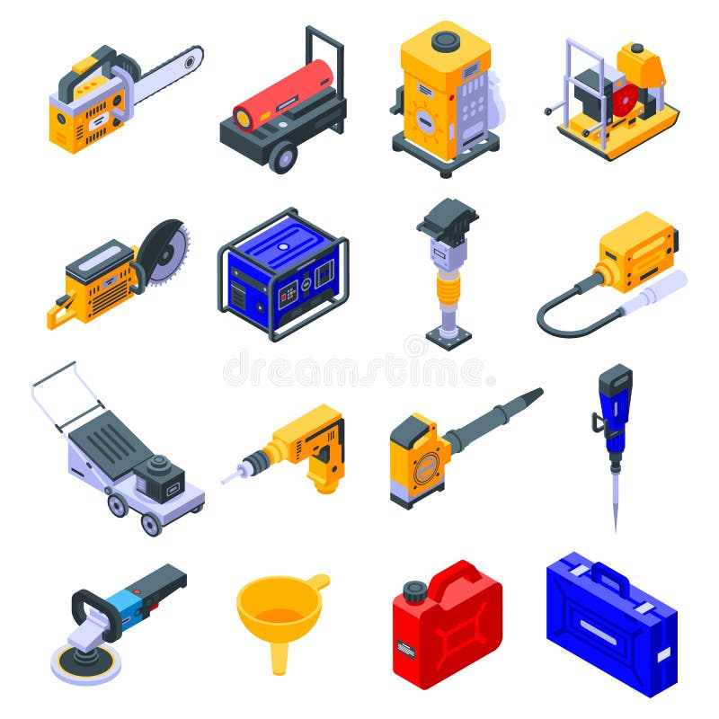 Gasoline Tools Icons Set, Isometric Style Stock Vector - Illustration ...