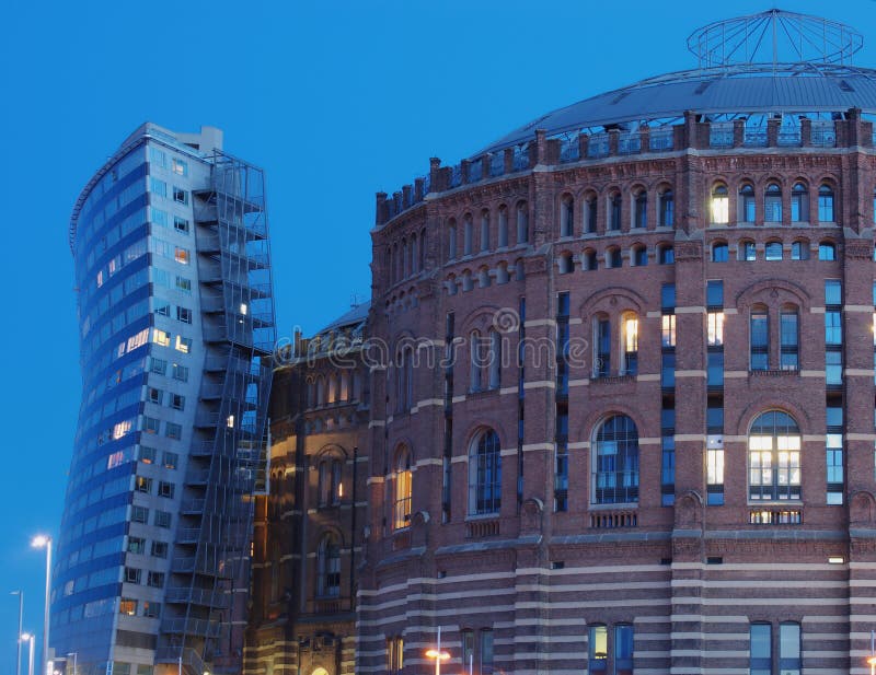 Gasometer,Vienna, Austria. stock photo. Image of serve - 136701626
