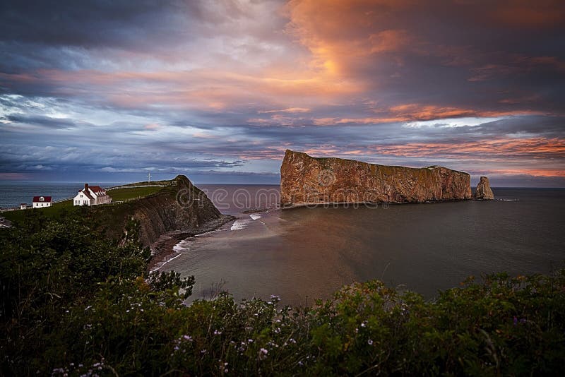 Gaspe Perce Rock Quebec Canada Stock Image - Image of detached, cliff ...