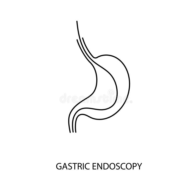 Gastric Endoscopy Illustration. Equipment for Endoscopy Icon Line in ...