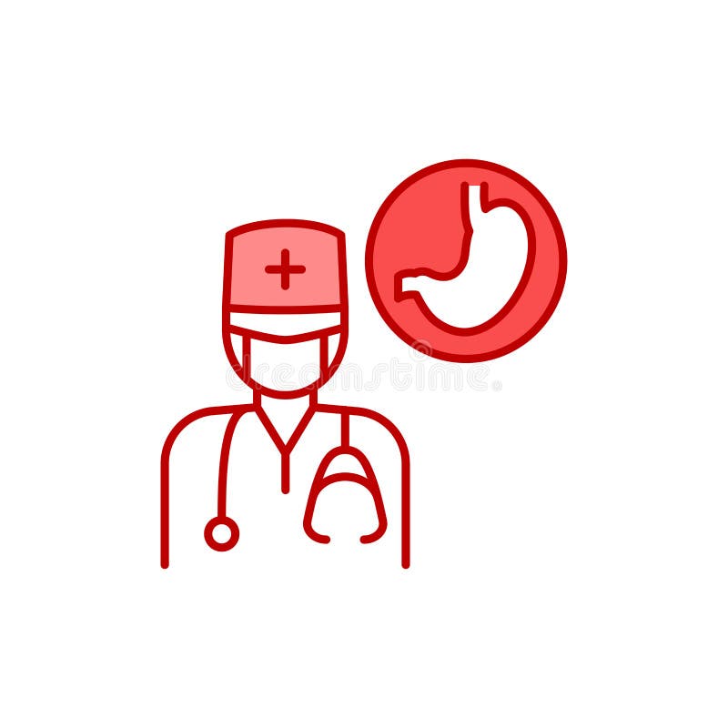 Male Gastroenterologist in Lab Coat Pointing To Stomach on Poster Stock ... Male Gastroenterologist in Lab Coat Pointing To Stomach on Poster Stock ...