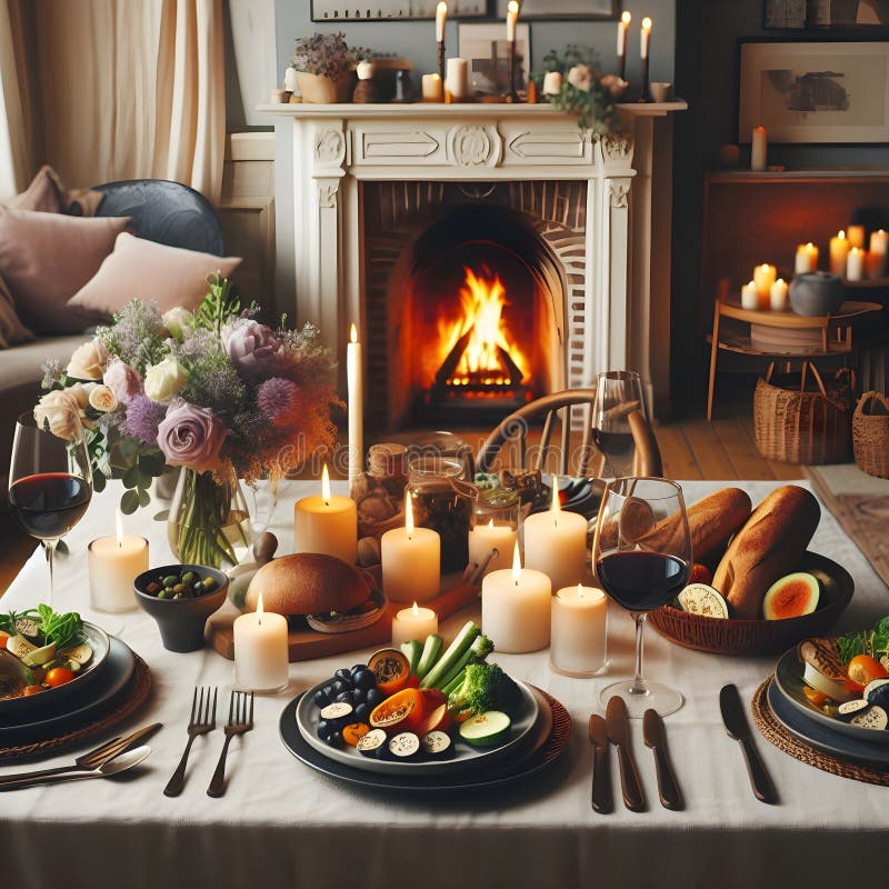 Gastronomic Delight: a Sumptuous Lunch Spread on a Table. Stock ...