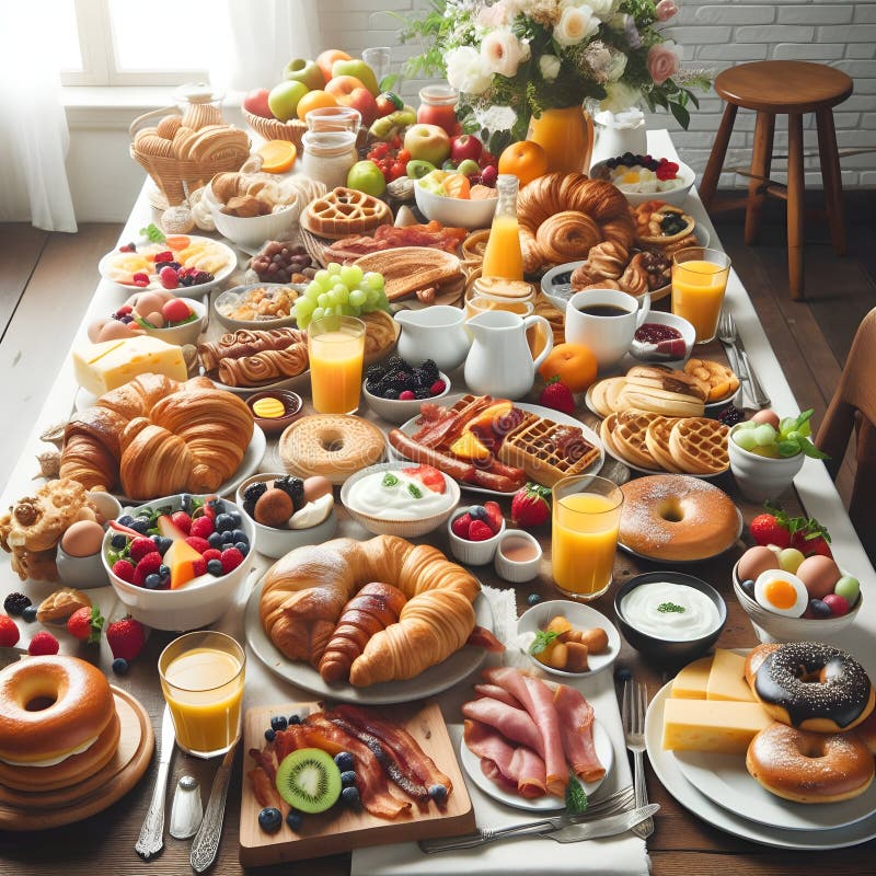 Gastronomic Delight: a Sumptuous Lunch Spread on a Table. Stock ...