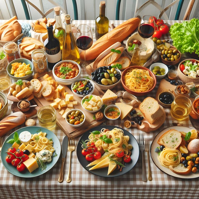 Gastronomic Delight: a Sumptuous Lunch Spread on a Table. Stock ...