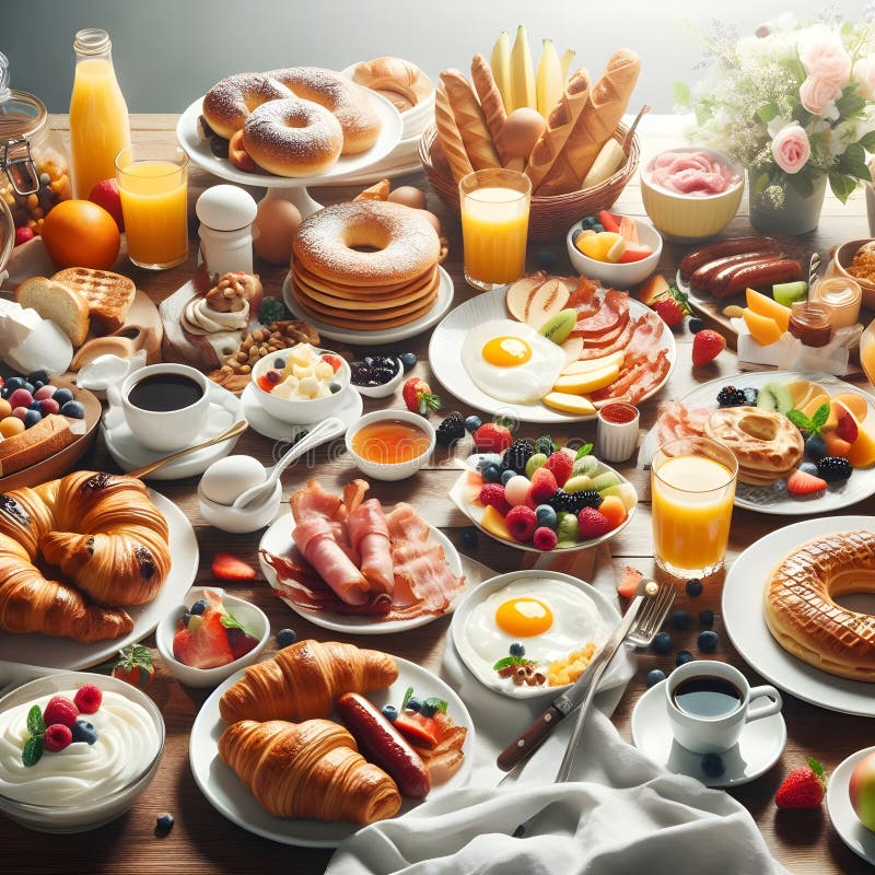 Gastronomic Delight: a Sumptuous Lunch Spread on a Table. Stock ...