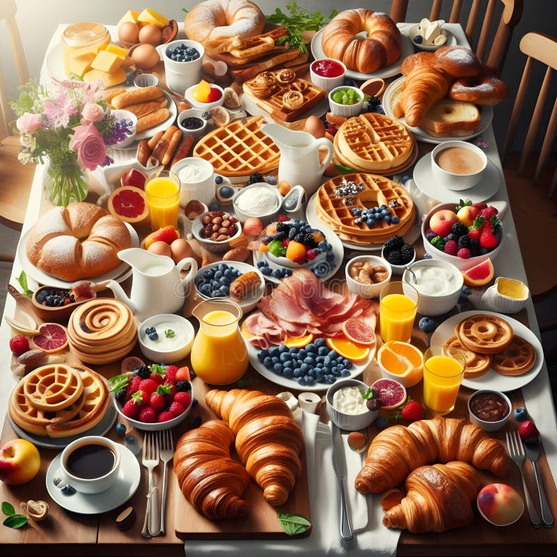 Gastronomic Delight: a Sumptuous Lunch Spread on a Table. Stock ...