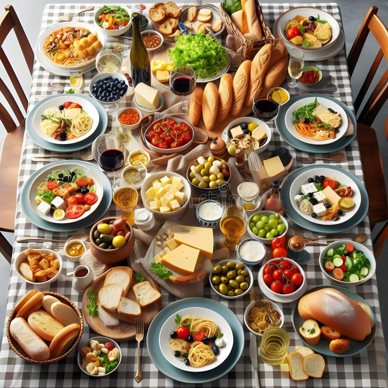 Gastronomic Delight: a Sumptuous Lunch Spread on a Table. Stock ...
