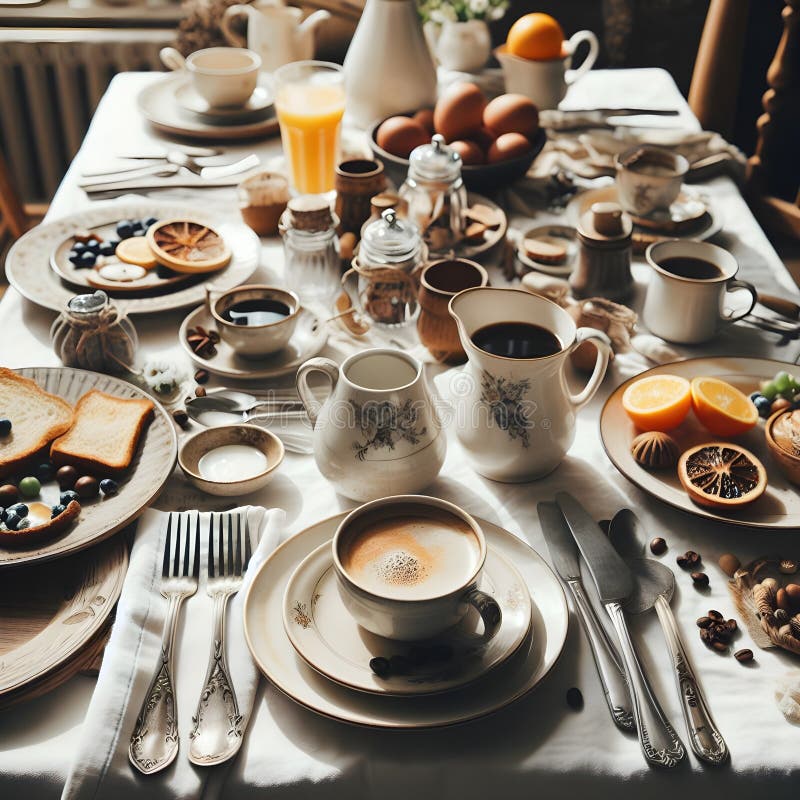 Gastronomic Delight: a Sumptuous Lunch Spread on a Table. Stock ...
