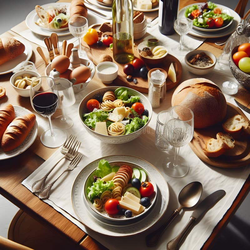 Gastronomic Delight: a Sumptuous Lunch Spread on a Table. Stock ...