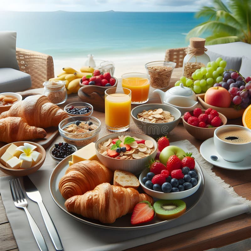 Gastronomic Delight: a Sumptuous Lunch Spread on a Table. Stock ...