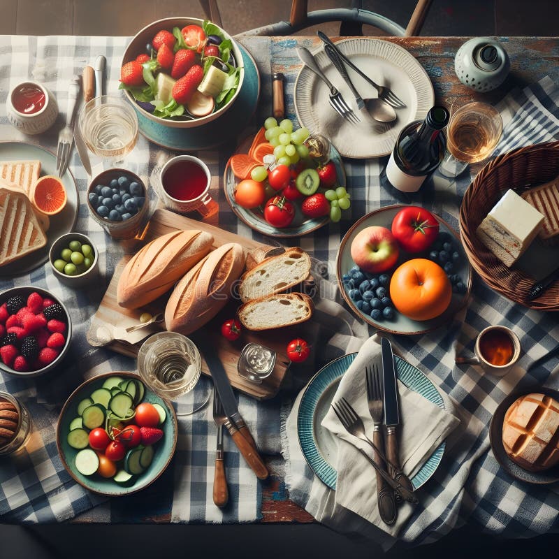 Gastronomic Delight: a Sumptuous Lunch Spread on a Table. Stock ...