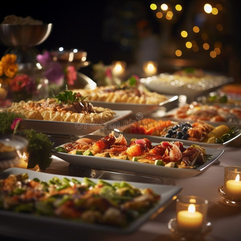 Gastronomic Symphony: a Harmonious Reception Buffet Stock Image - Image ...