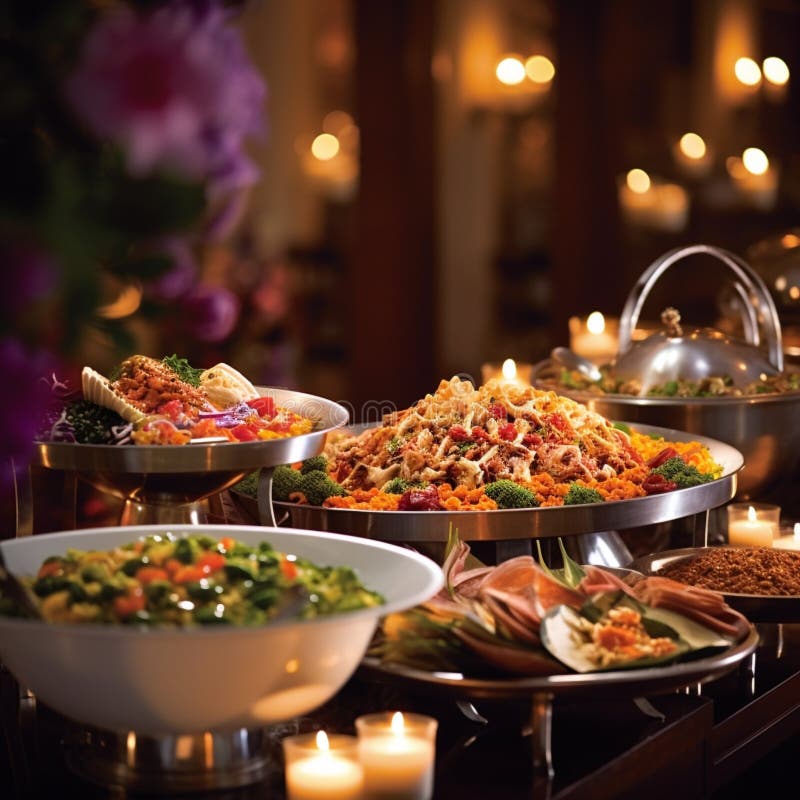 Gastronomic Symphony: a Harmonious Reception Buffet Stock Image - Image ...