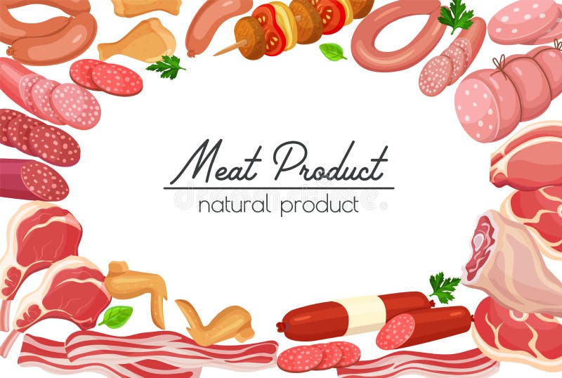 Gastronomische Fleischwareskizzen Eingestellt Vektor Abbildung ...