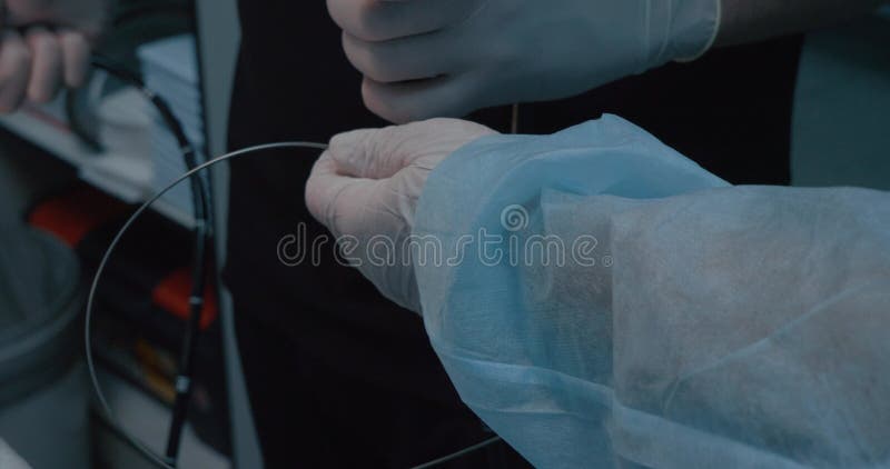 During Gastroscopy, the Assistant Holds Endoscopic Biopsy Forceps in ...