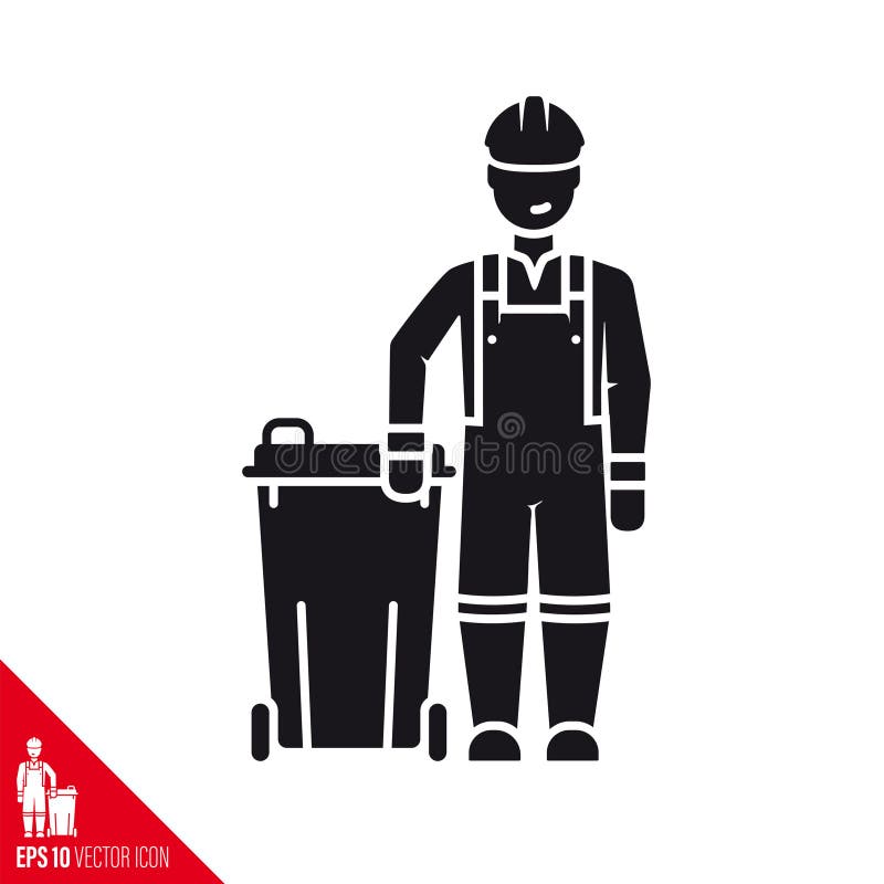 Garbage Man with Bin Vectorm Icon Stock Vector - Illustration of trash ...