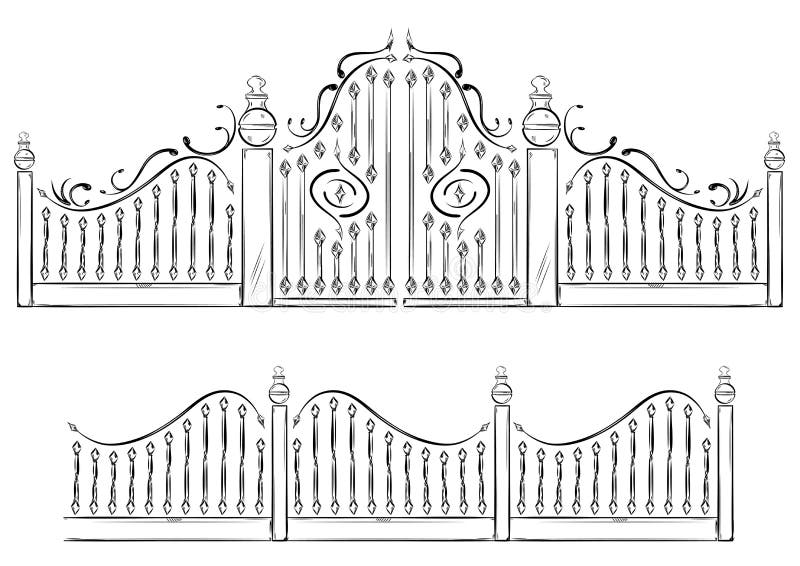 Iron gate stock illustration. Illustration of metal, antique - 42447651