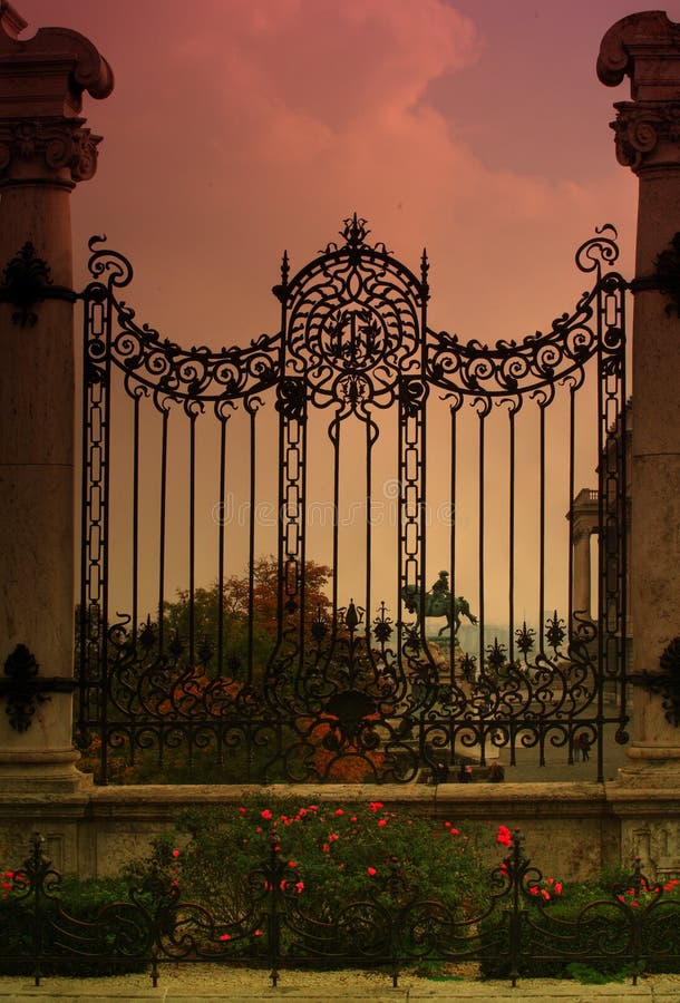 Haunted Gate stock photo. Image of posts, lights, lanterns - 37763108