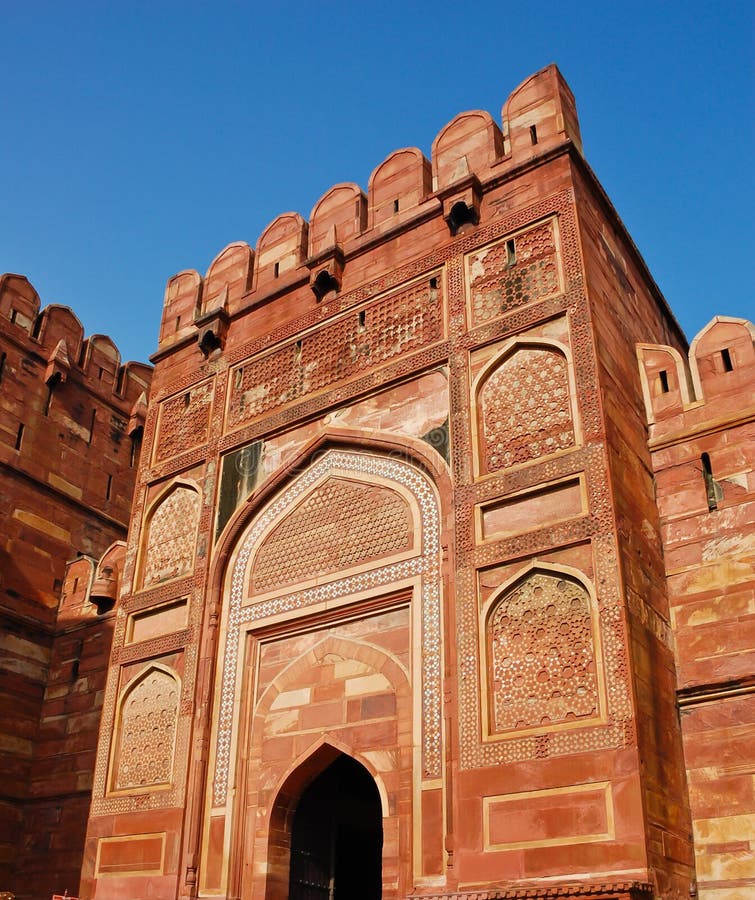 Gate in Agra fort, India stock photo. Image of monument - 22180308