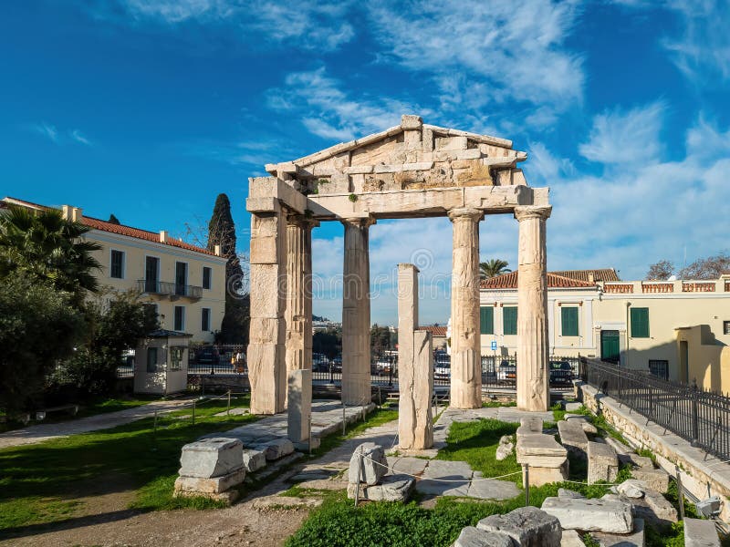 Gate of Athena Archegetis, Athens, Greece Stock Photo - Image of ...