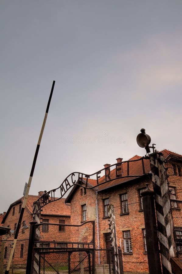 The gate of Auschwitz editorial stock image. Image of memorial - 12228594