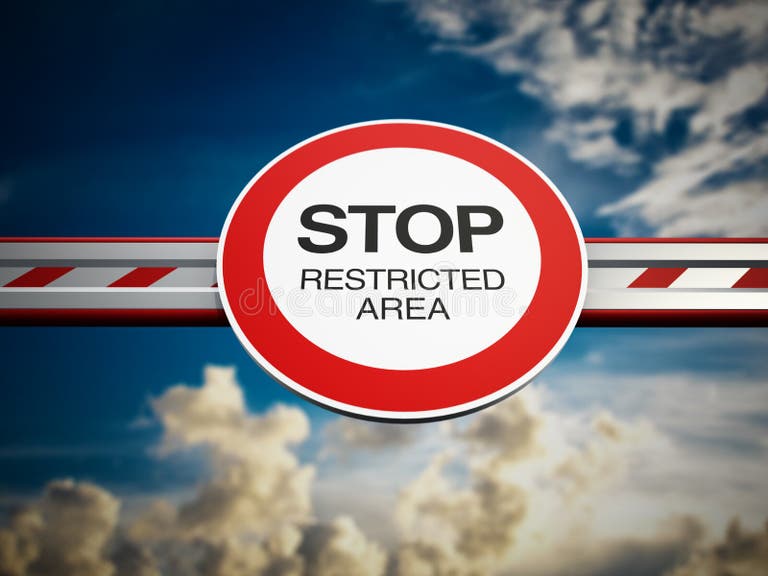 Gate Barrier System with Stop Sign. 3D Illustration Stock Illustration ...