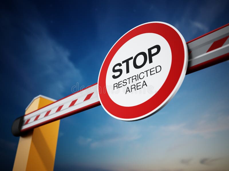 Gate Barrier System with Stop Sign. 3D Illustration Stock Illustration ...