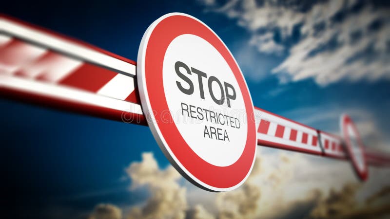 Gate Barrier System with Stop Sign. 3D Illustration Stock Illustration ...