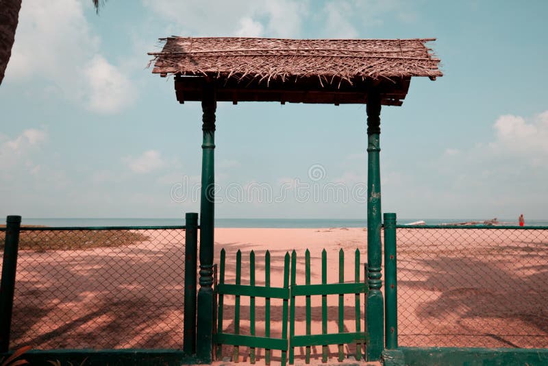 Gate on the beach stock image. Image of relax, happy - 238098973