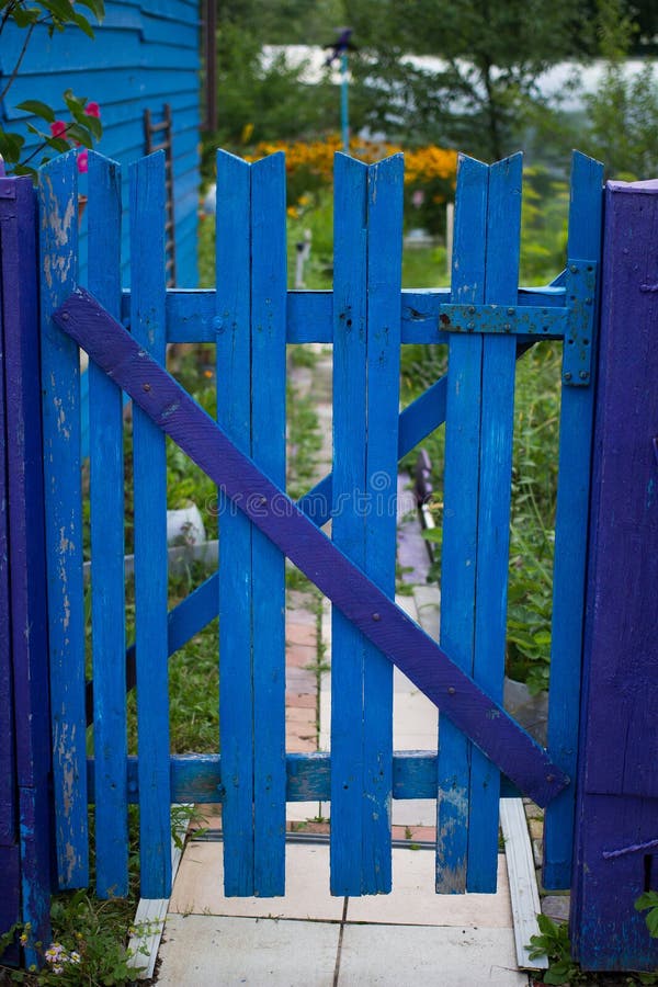 Gate blue in a stock photo. Image of home, external, blue - 75907696
