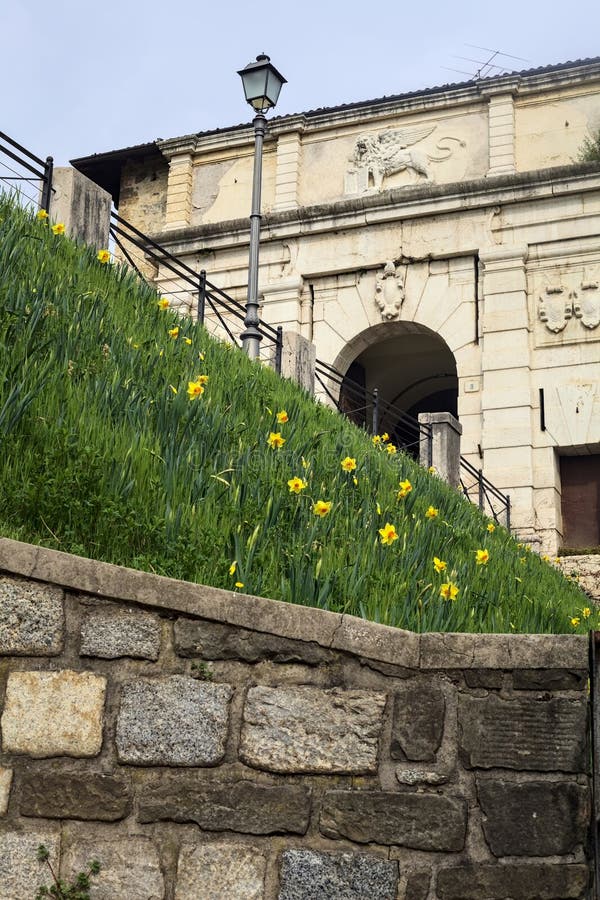 Gate of a Castle on a Cloudy Day Stock Photo - Image of emperor ...
