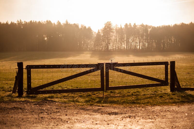 Gate stock image. Image of farmland, entrance, landscape - 75041849