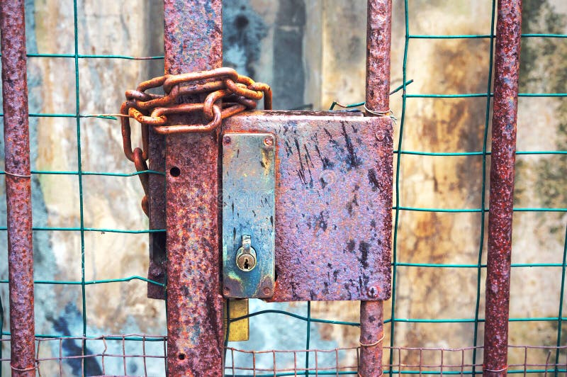Chain and Lock Locked Close Secure Gate Privacy Stock Image - Image of ...