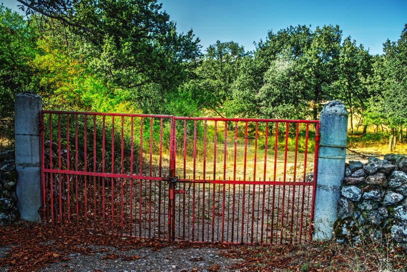 Gate in the countryside stock photo. Image of paint, blue - 76746556