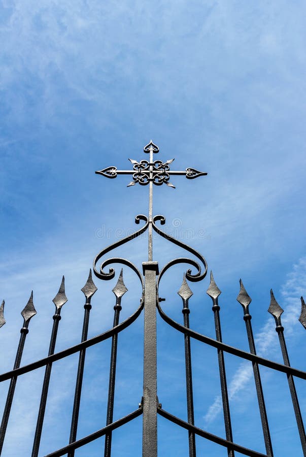 Gate with cross stock image. Image of decoration, pattern - 82975505