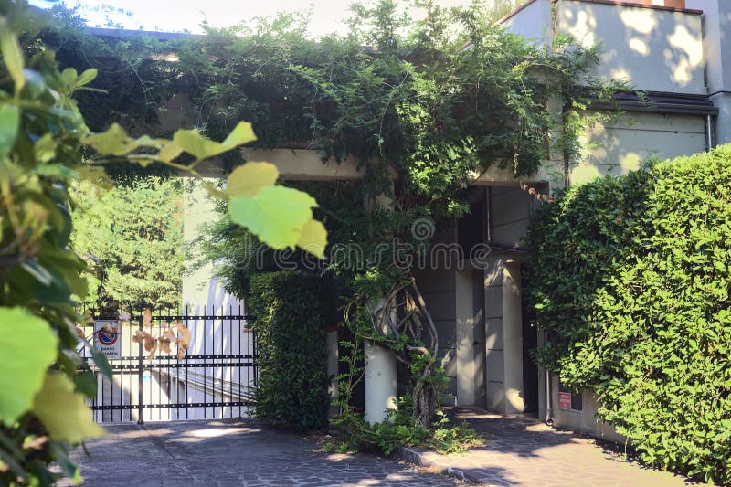 Gate and Door with Plants Surrounding Them and the Facade Stock Image ...