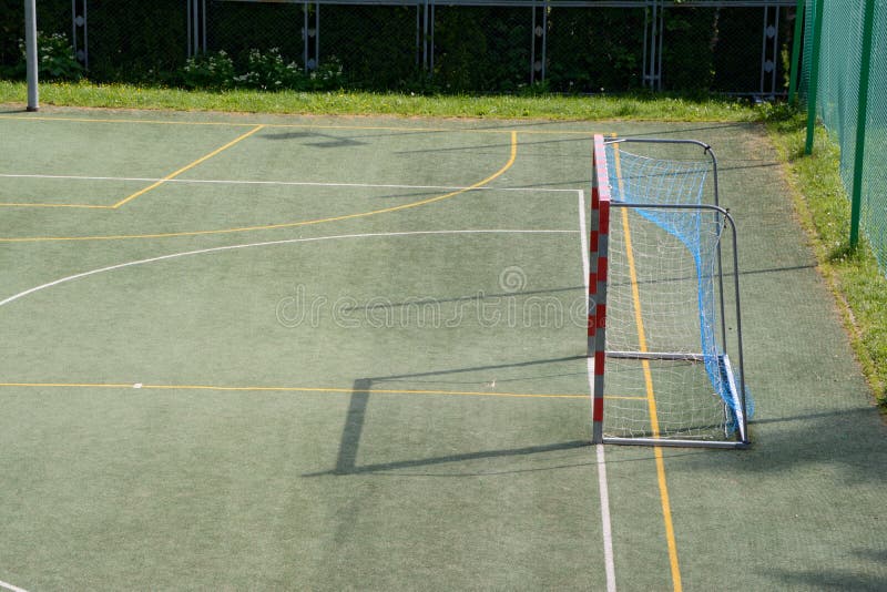 Gate on Empty Small Football Field Stock Photo - Image of handball ...