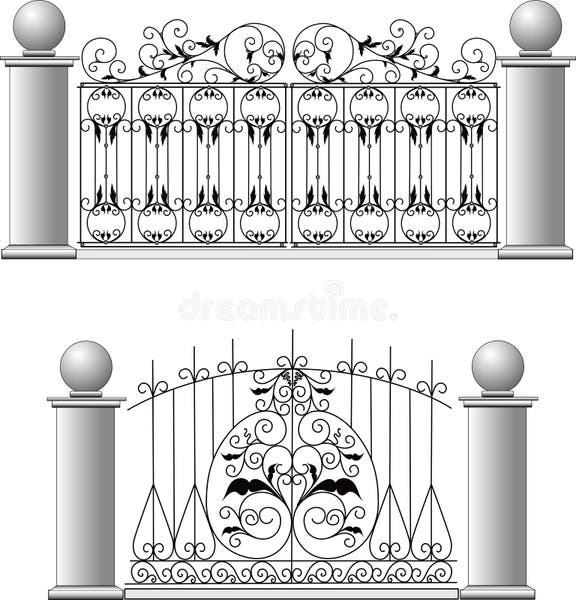 Gate a Fence a Lattice the House Stock Vector - Illustration of drawing ...