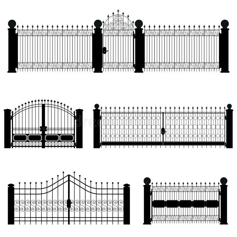 Gate and fence vector stock vector. Illustration of architecture ...