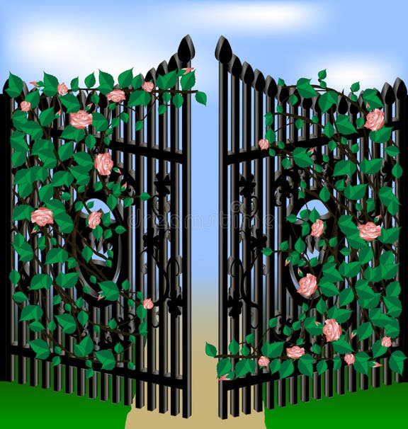 Wrought Iron Gate Flowers Stock Illustrations – 409 Wrought Iron Gate ...