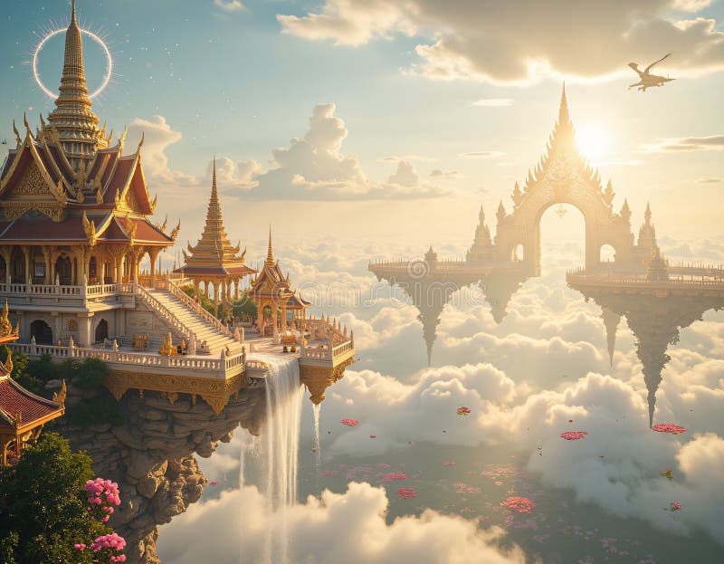 Floating Temple Golden Lotus Flowers Stock Photos - Free & Royalty-Free ...