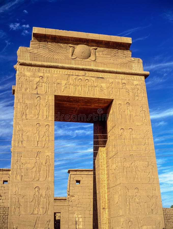 Gate with Hieroglyphs in Luxor, Egypt Stock Photo - Image of egypt ...