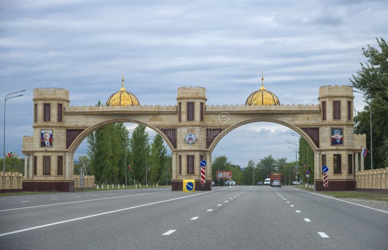 Gate on the Highway "Caucasus". Chechen Republic Editorial Photography ...