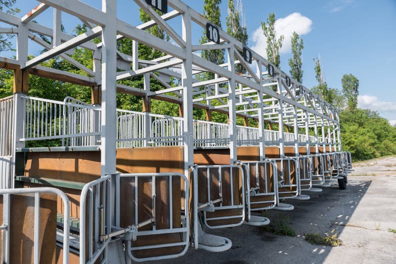 The Gate for Horse Races Empty on a Spring Afternoon Stock Photo ...