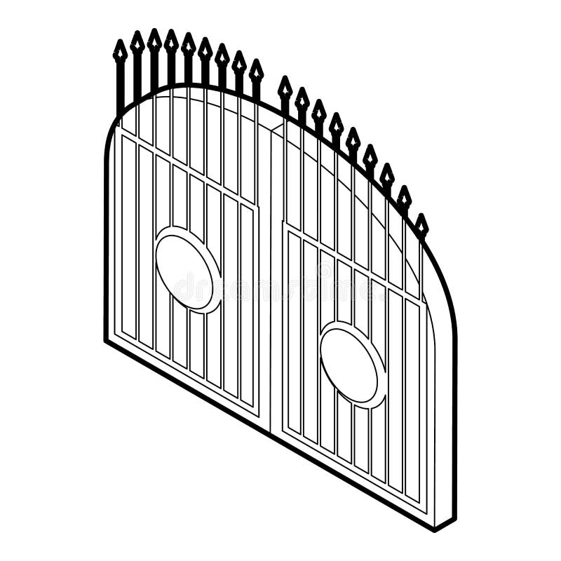Gate icon, outline style stock vector. Illustration of architectural ...