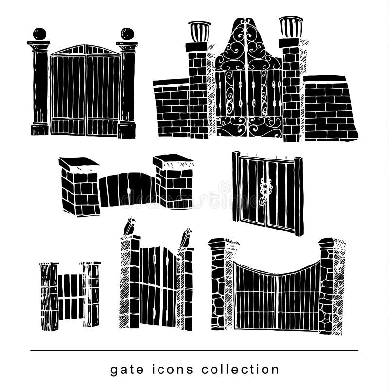 Gate Icon Set, Vector Illustration. Stock Vector - Illustration of ...