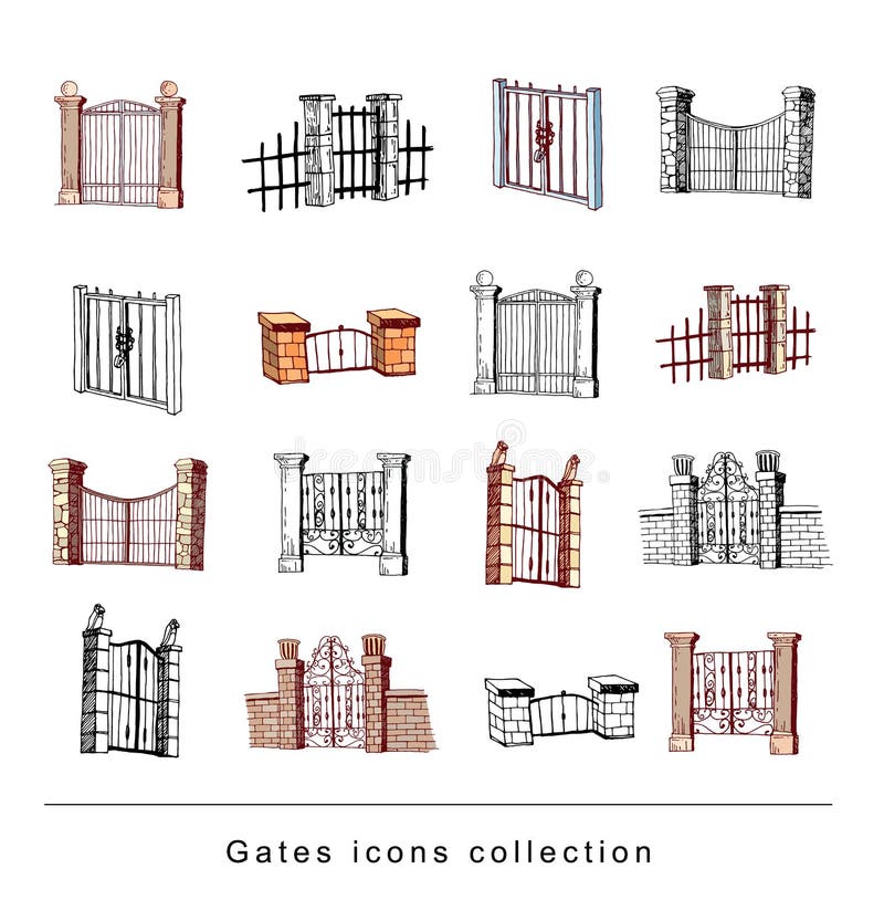 Gate Icon Set, Vector Illustration Stock Vector - Illustration of house ...