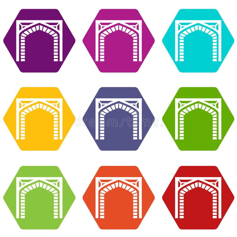 Gate icons set 9 vector stock vector. Illustration of ancient - 137772592