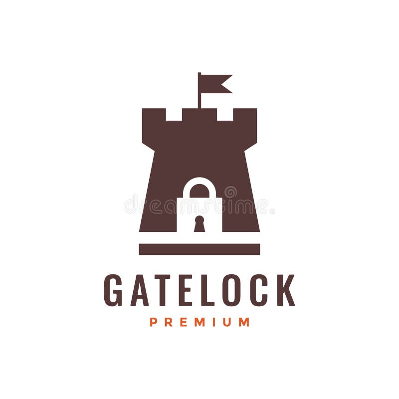 Gate Lock Security Logo Castle Logo Design Vector Flat Stock Vector ...