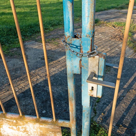 Gate locked with a chain stock photo. Image of protect - 373181894